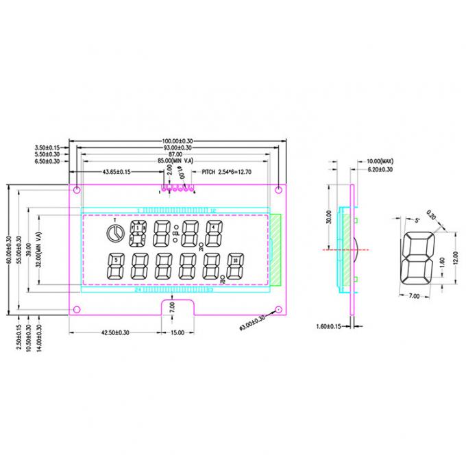 Customized 6 Pin 3.5 Inch VA LCD Display Parallel Interface For ...